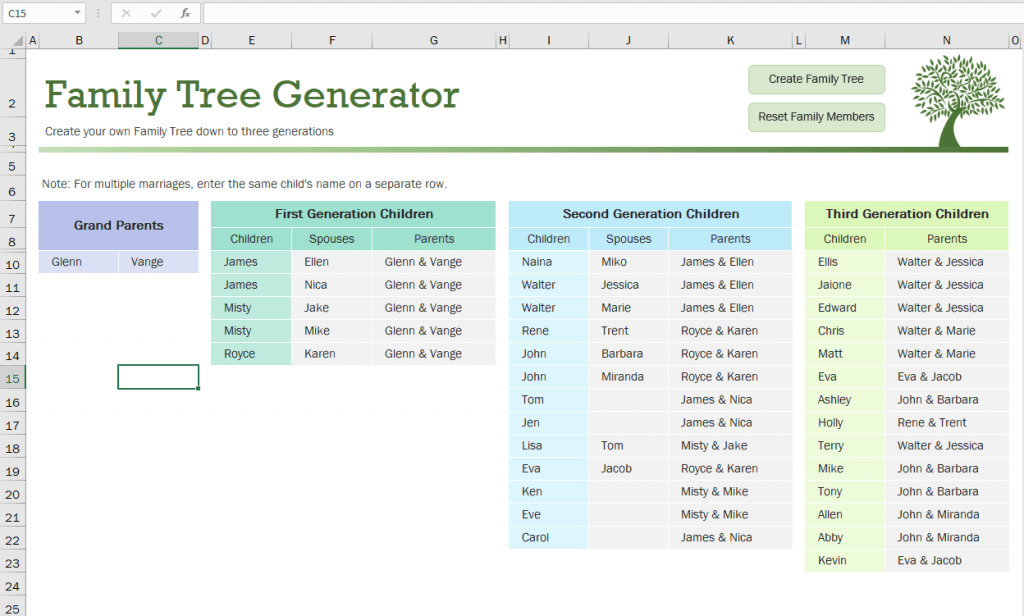 Cómo hacer un árbol genealógico en Microsoft Excel